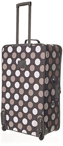 Rockland Escape 4-Piece Softside Upright Luggage Set, Telescoping Handles, Black Dot, (14/19/24/28)