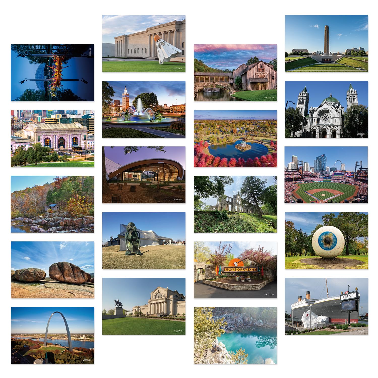 Dear Mapper Vintage United States Missouri Landscape Postcards Pack 20pc/Set Postcards from Around the World Greeting Cards for Business World Travel Postcard for Mailing Decor Gift