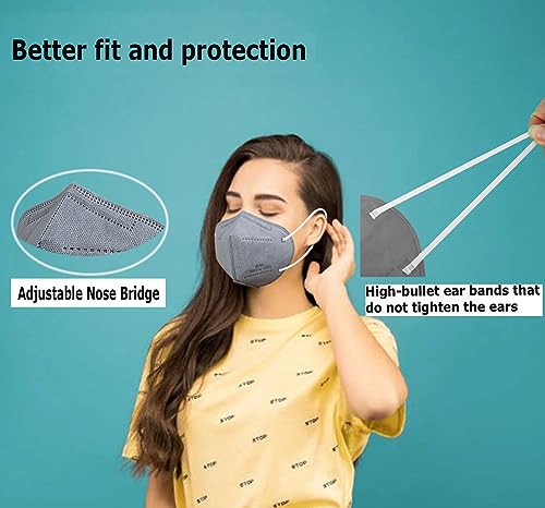KN95 Face Mask 50 PCS, Grey Disposable Face Masks for Adults