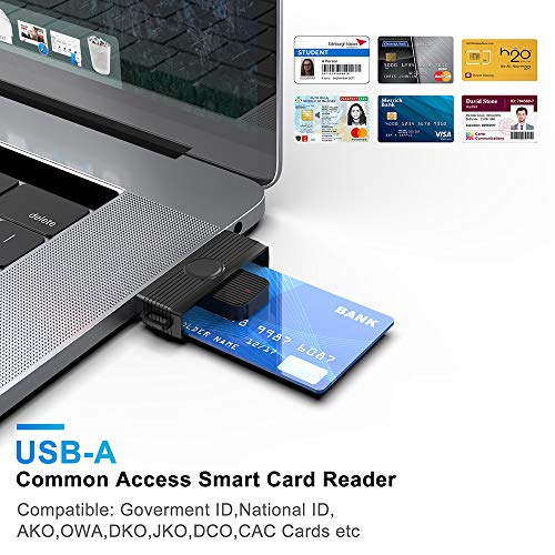 MTAKYI Portable USB CAC Smart Card Reader,DOD Military Common Access Card Adapter(CAC/Electronic ID Card/IC Bank/Health Insurance Card Compatible with Windows XP/Vista /7/8/11, Mac OS