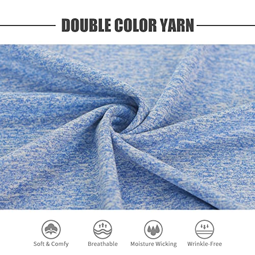Mens Workout Shirt Quick Dry Athletic Fit Running Gym Sports Performance Tee Shirts(M,Marled Sky Blue)