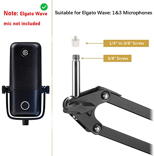 for Elgato Wave 3 Microphone Boom Arm, Adjustable Desk Stand Compatible with Elgato Mic.