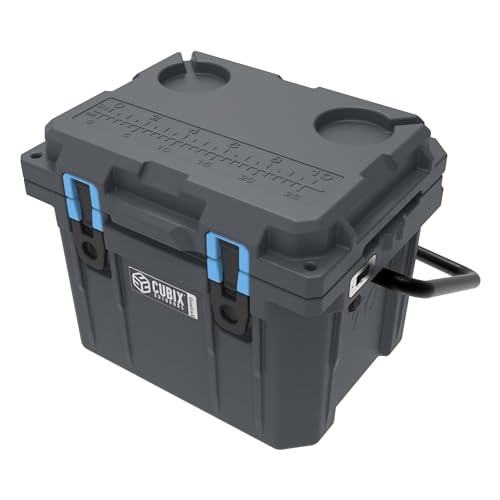 Cubix Outdoors QuadraX Rotomolded Portable Hard Cooler for Camping, Fishing, Beach | Heavy Duty Insulated Ice Chest | Cold Retention 5 Days, 10 Quart Cooler, Granite Grey