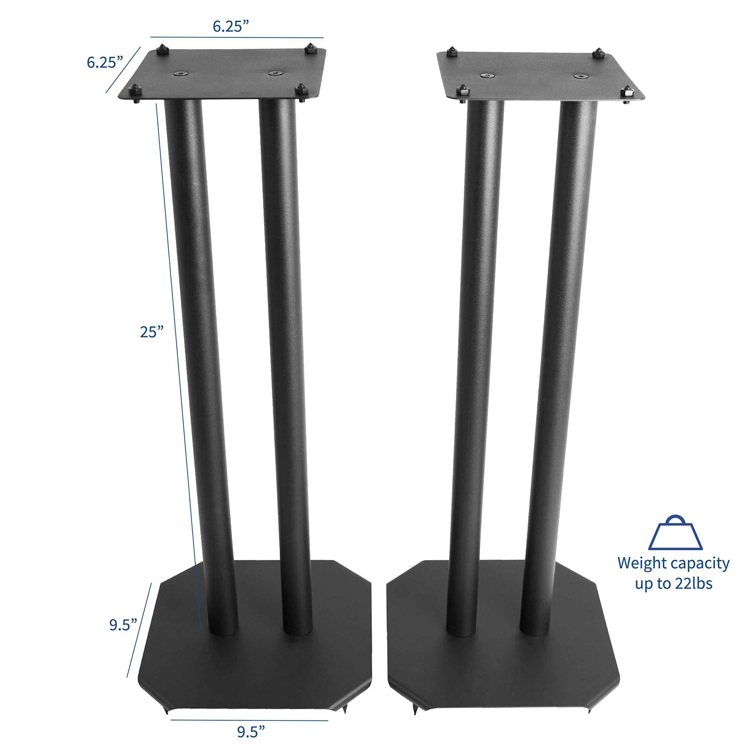 VIVO Premium Universal 25 inch Floor Speaker Stands for Surround Sound and Book Shelf Speakers, 2 Stands Included, STAND-SP03B…