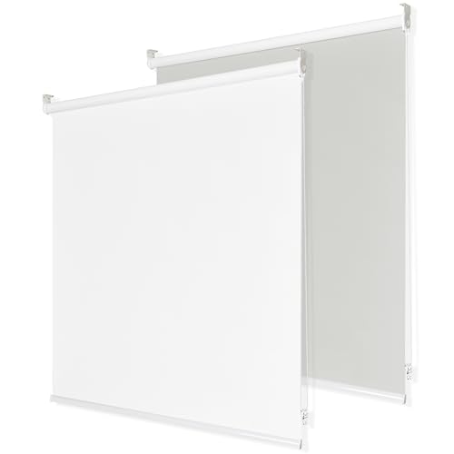 CUCRAF Roller Shades for French Doors Windows, 100% Blackout Roller Window Shades for Home, Thermal Insulated Roller Blinds for Bedroom, Sun Blocking, Easy to Install, Off White, 23" W x 75" H