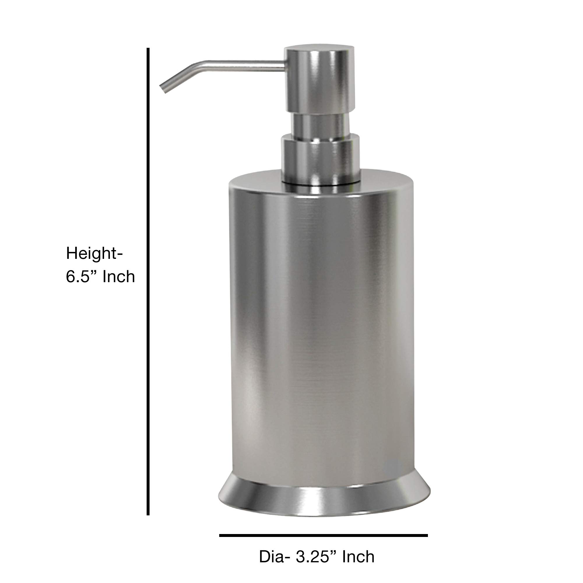 nu steel NP6H Newport Collection Liquid Soap & Lotion Dispenser Pump for Bathroom or Kitchen Countertops, Metal Pewter Finish, Brushed Stainless