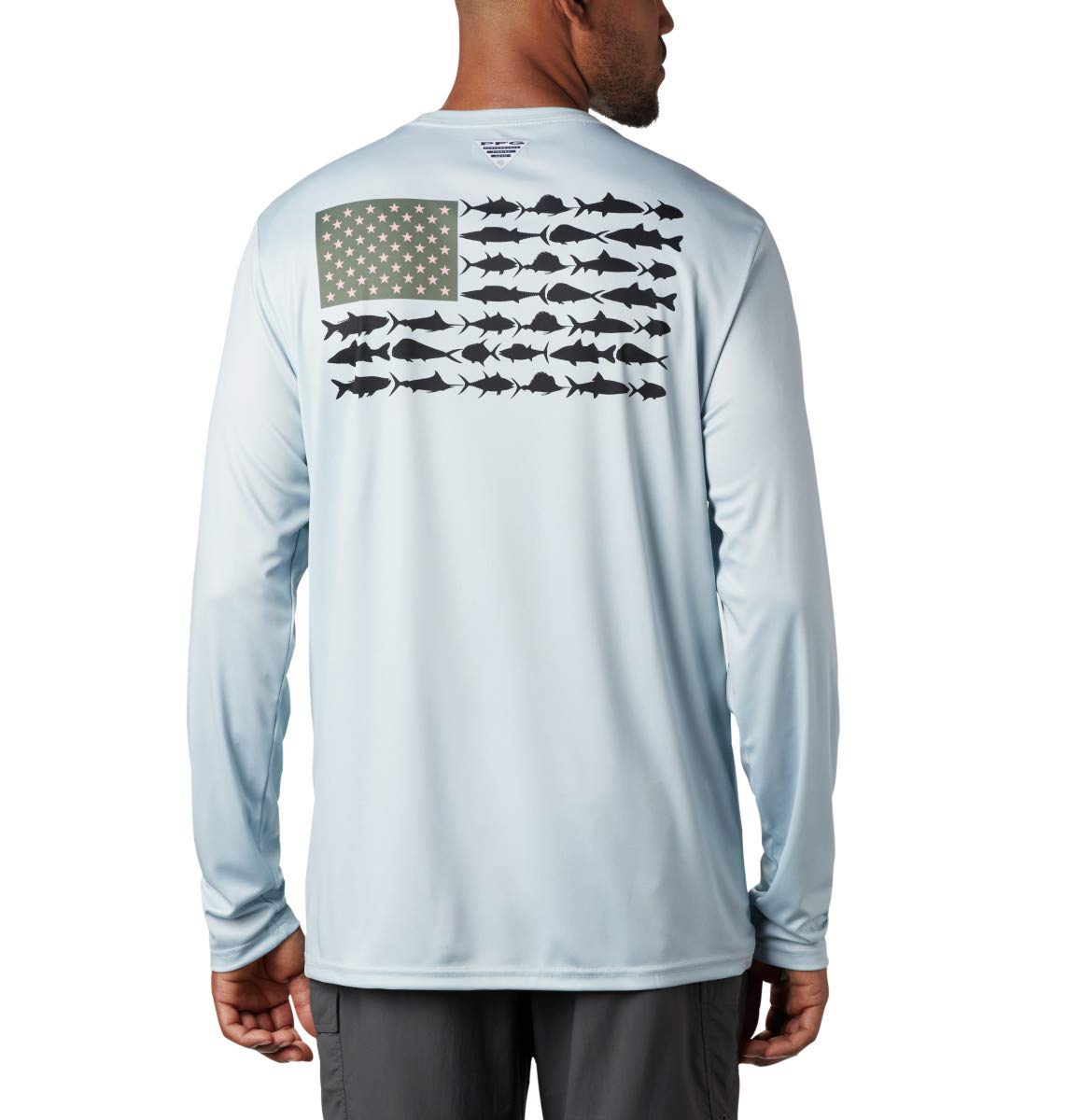 Columbia Men's Terminal Tackle PFG Fish Flag Long Sleeve, Cool Grey/Sorbet, 3X