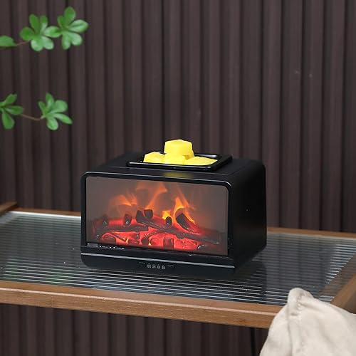 MeplLivs Dynamic Flame Fireplace Electric Wax Melt Warmer PTC Heating Plate Monochromatic Wax Burner Fragrance Wax Warmer for Home Office Gifts & Decor(Black)