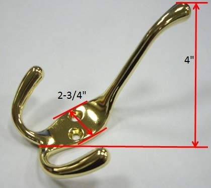 QCAA Coat Hat Hook with Three Prongs, 4", Zinc Die Cast, Satin Nickel, 5 Pack, Made in Taiwan