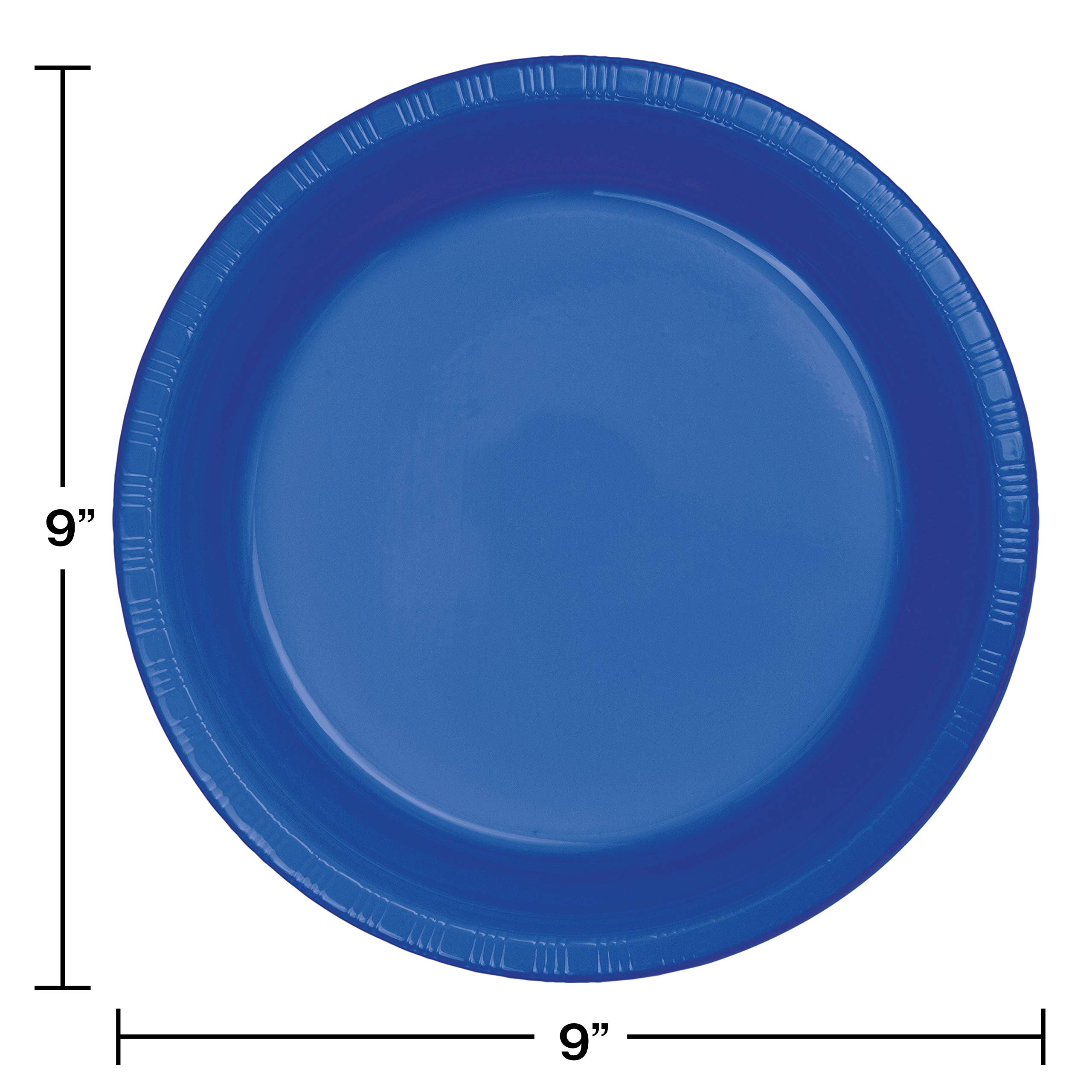 Creative Converting Cobalt Premium Plastic Dinner Plates, 9", Blue
