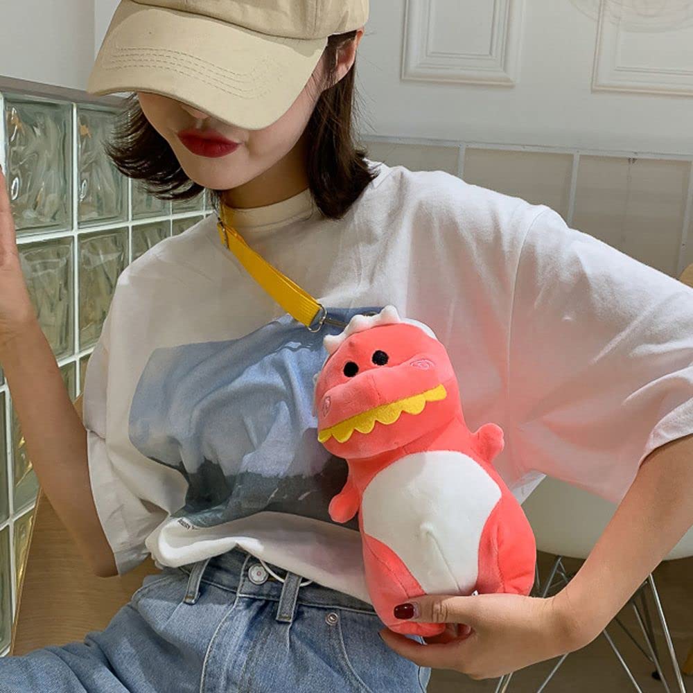 Large Cute Cartoon Plush Dinosaur Handbag Shoulder Bag Crossbody Bag Plush Lovely Shoulder Strap Shoulder Bag(green)