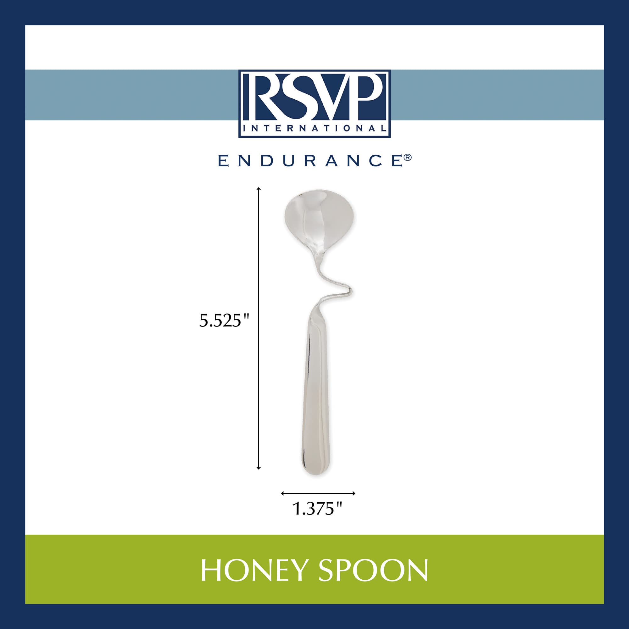 RSVP International Endurance Honey Dipper Spoon Collection Durable 18/8 Stainless Steel, Dishwasher Safe, Balancing Spoon, 5.625" Length
