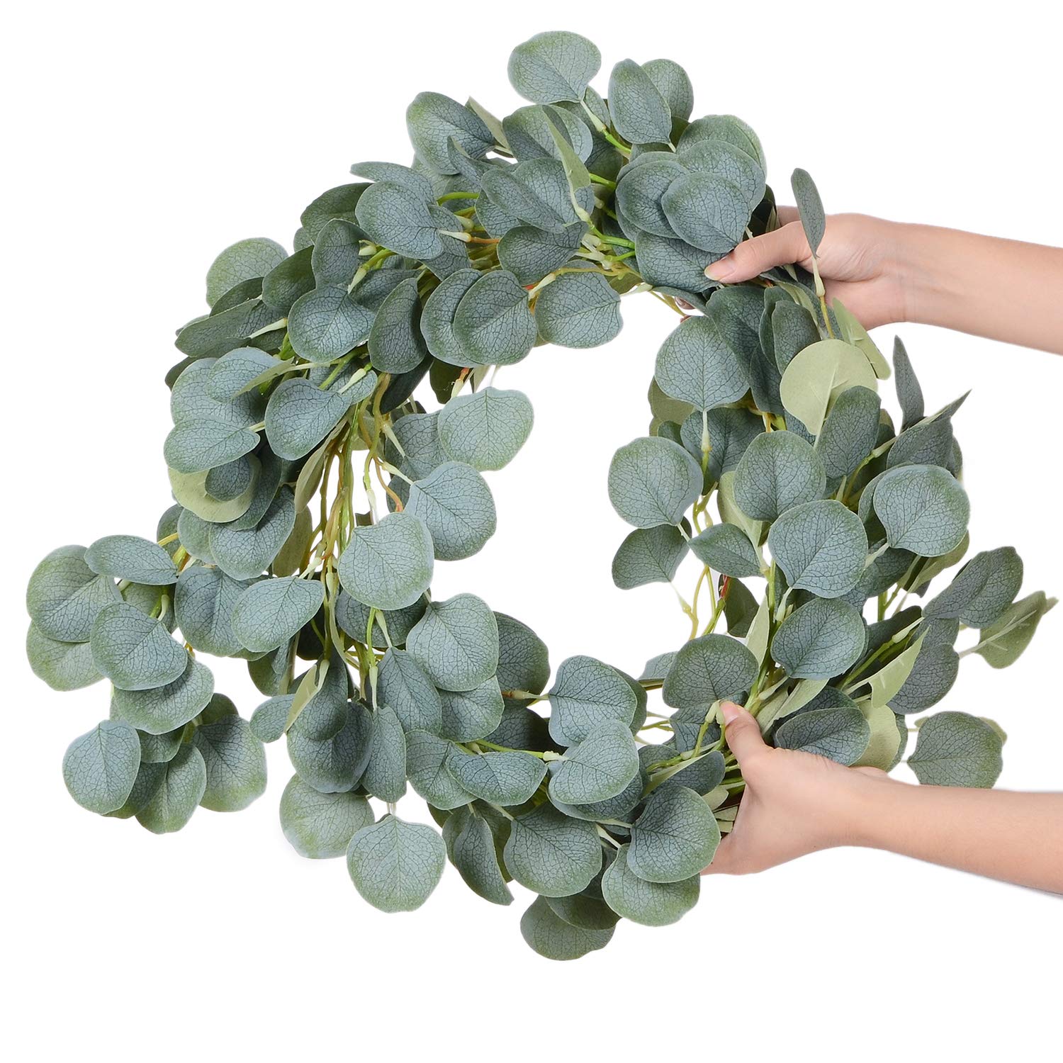 DearHouse Artificial Eucalyptus Garland Faux Silk Eucalyptus Leaves Vines Handmade Garland Greenery Wedding Backdrop Arch Wall Decor