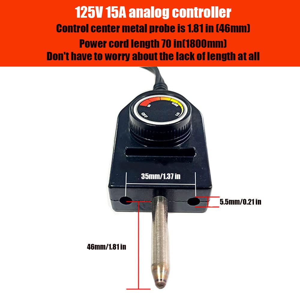 DONSIQIZZ Adjustable Controller Thermostat Power Cord for Masterbuilt Smokers MB20070210 MB25075517, Thermostat Analog Control Probe Cord Fits for Most Electric Turkey Fryers and Heating Elements