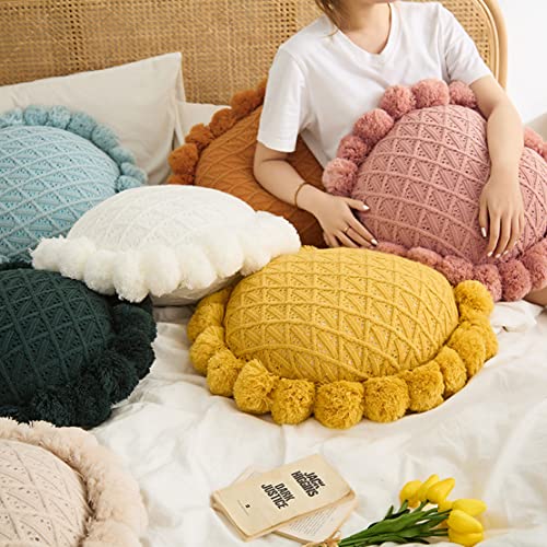 Maxpetus Circular Creative Knitting Pillow futon Knitting Cushion Sofa Cushion (White)