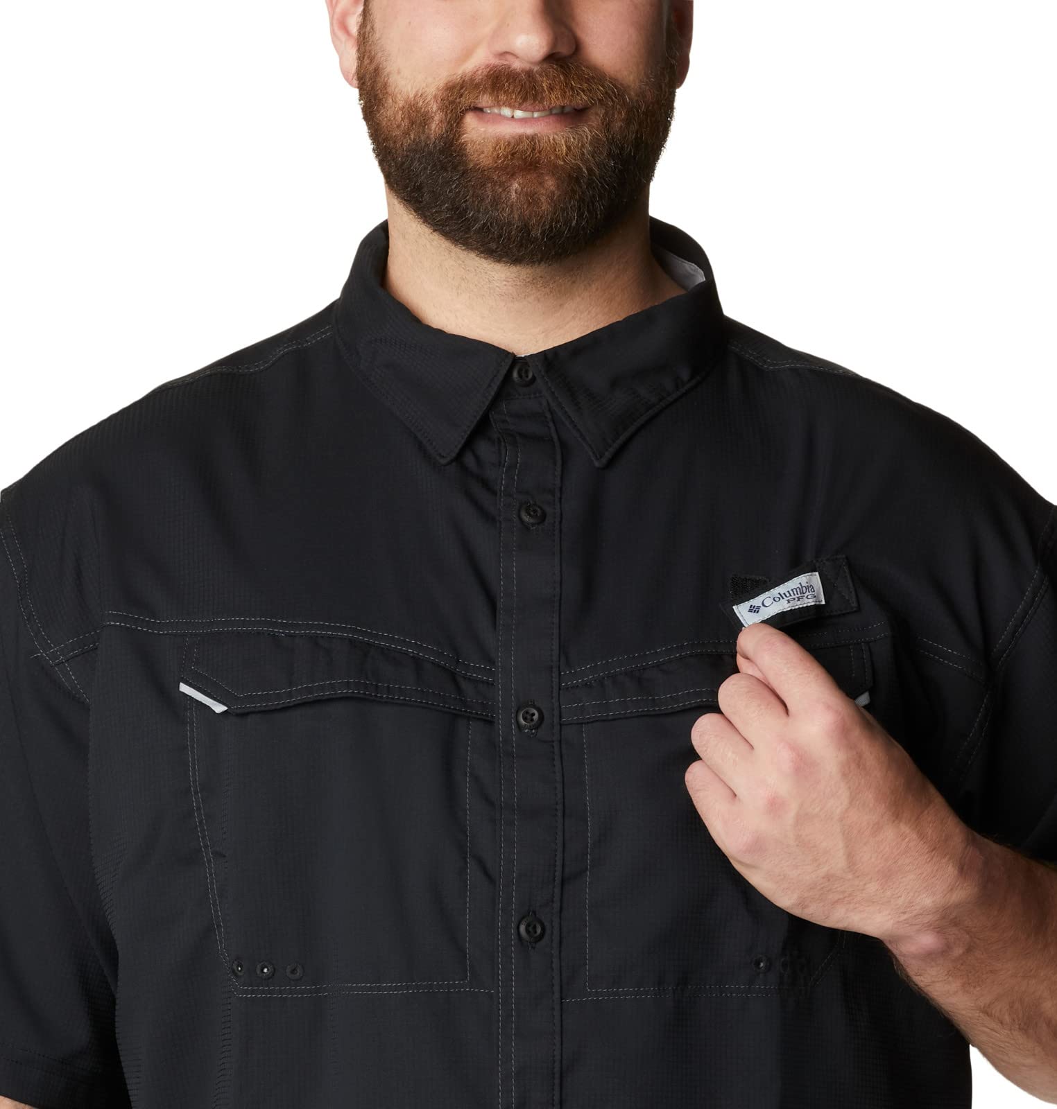 Columbia Men's Low Drag Offshore Short Sleeve Shirt, UPF 40 Protection, Moisture Wicking Fabric, Medium, Black