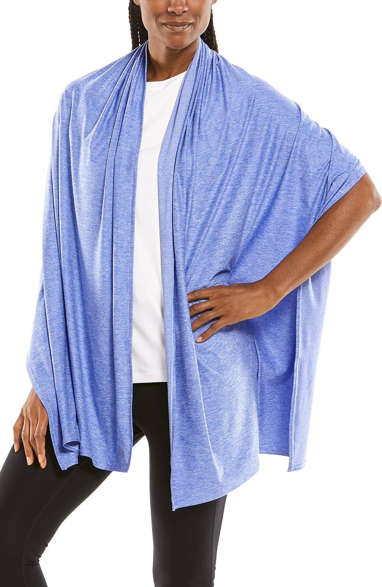 Coolibar UPF 50+ Women's Bhakti Sun Shawl - Sun Protective (One Size- Aura Blue Heather)