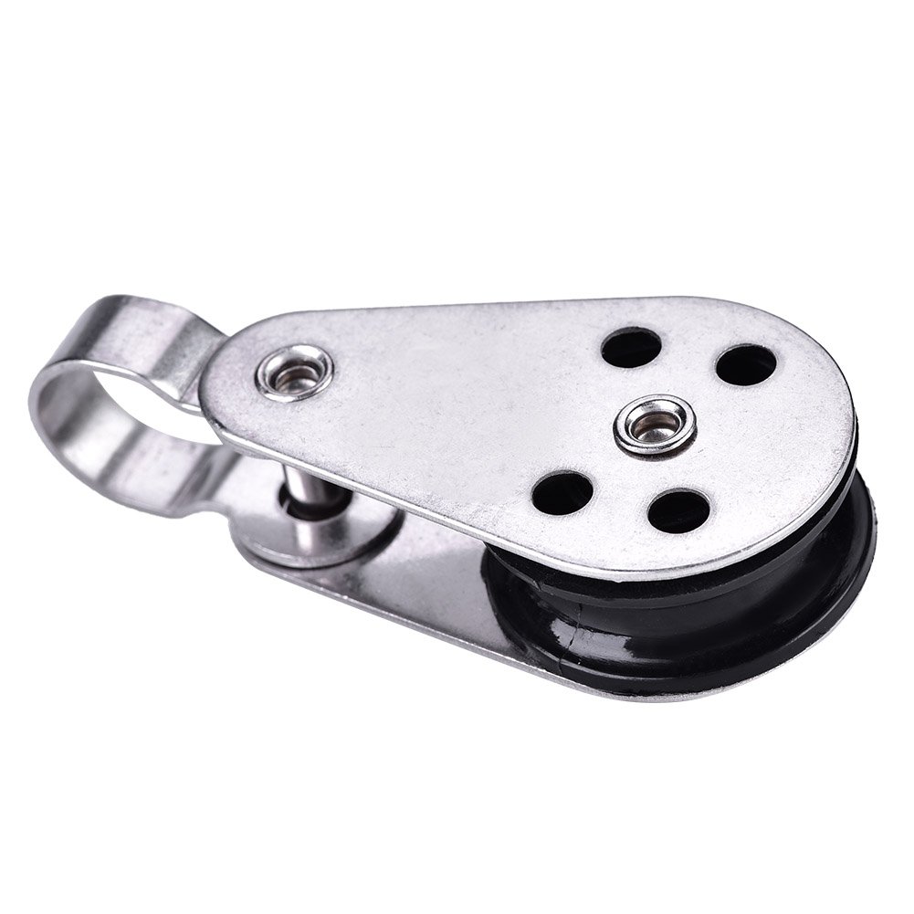 Dilwe Rope Pulley Block, Stainless Steel Single Pulley Block Kayak Canoe Boat Anchor Trolley Kit for Boating Sailing