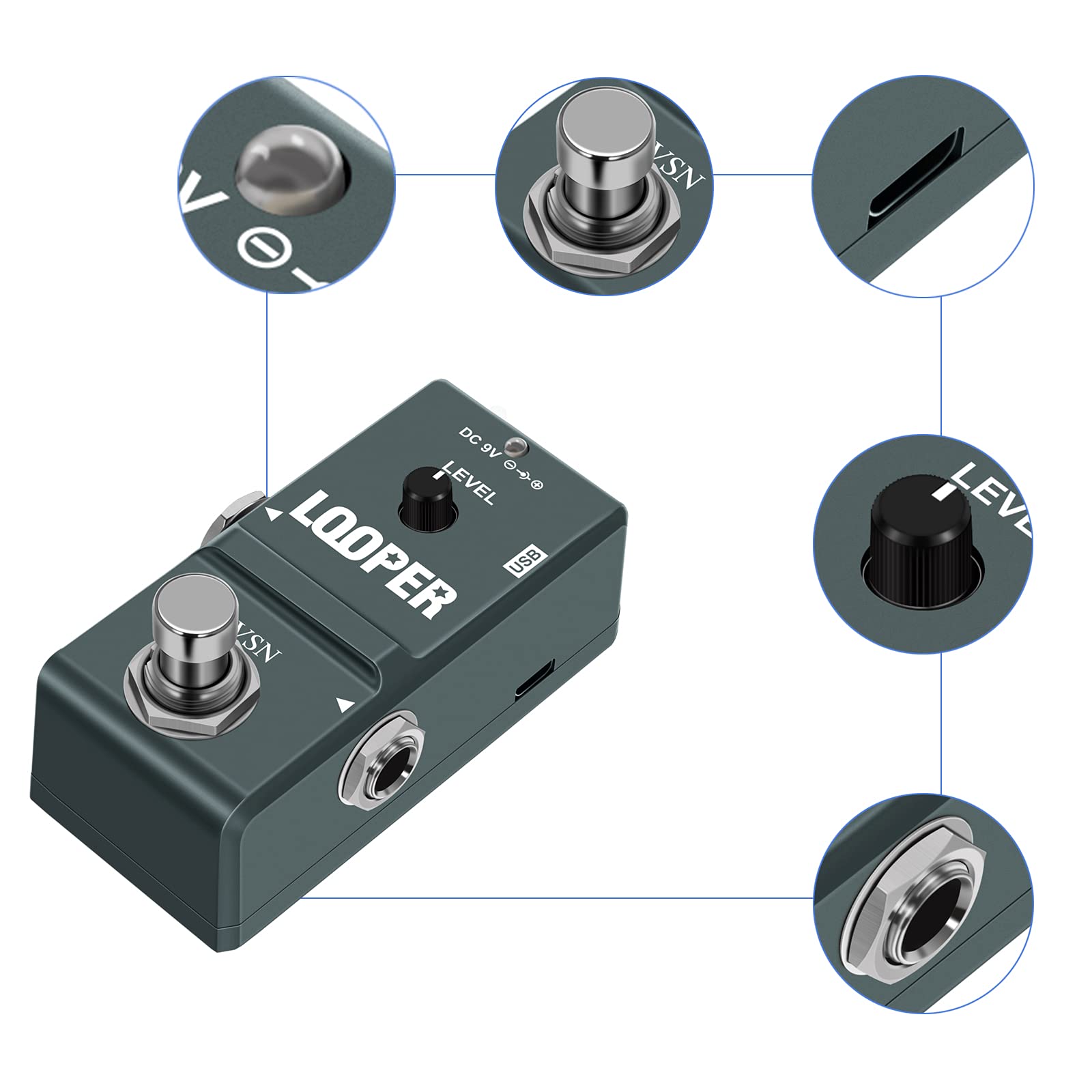 VSN 48K Looper Electric Guitar Effect Loop Pedal 10 Minutes of Looping Unlimited Overdubs USB Port True Bypass