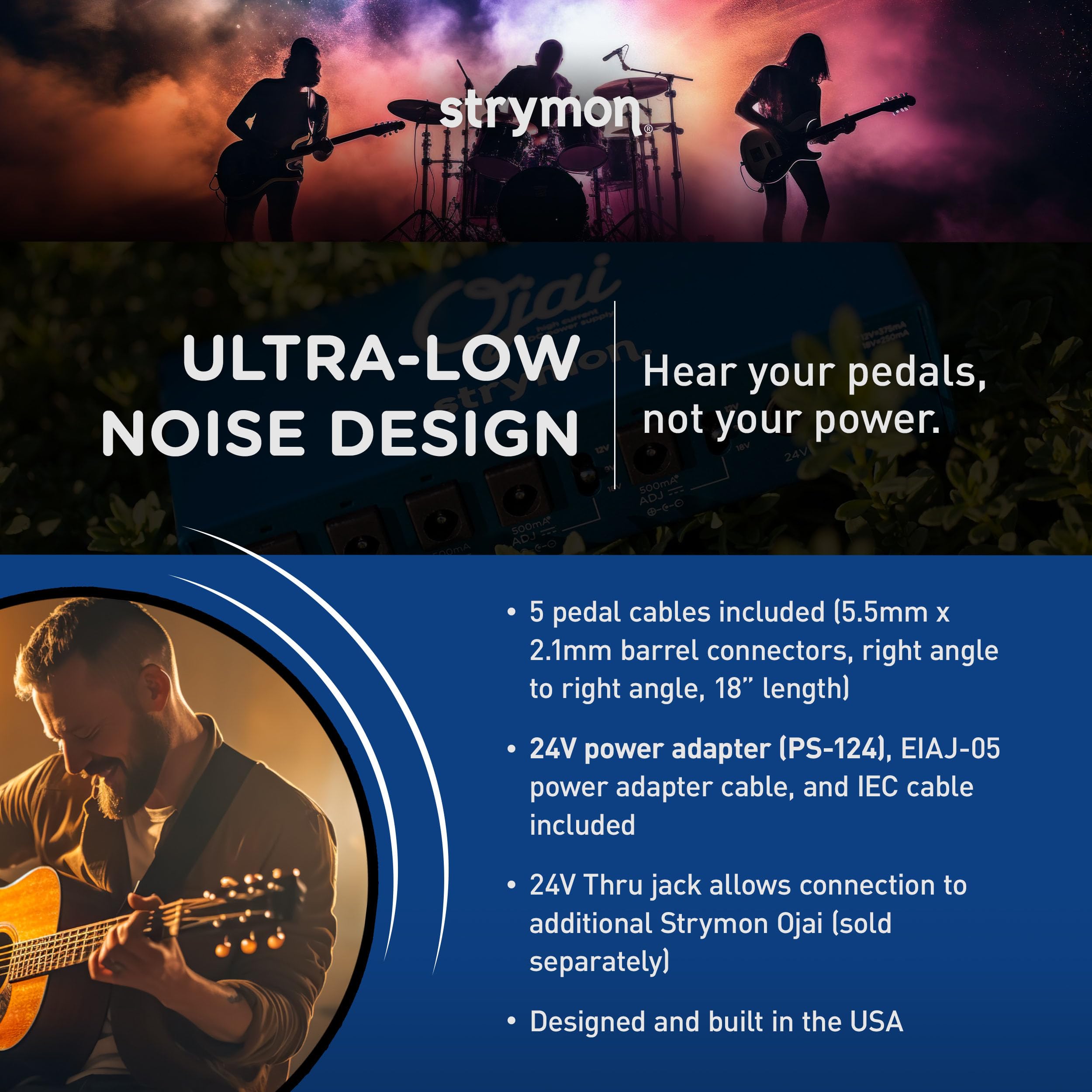 Strymon Ojai R30 Expandable High Current Guitar Pedal Power Supply for 9V, 12V and 18V effects Pedals, Five Outputs with 500mA of Current
