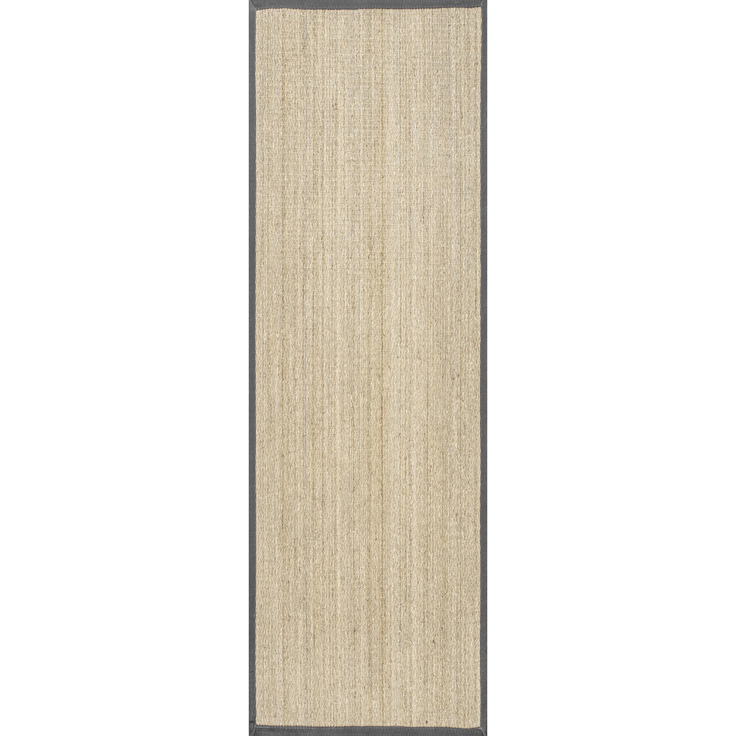 nuLOOM 2x8 Elijah Seagrass Area Rug, Dark Grey, Solid Farmhouse Style, Cotton Bordered, Basketweave, Natural Fiber, For Bedroom, Dining Room, Living Room, Hallway, Office, Kitchen, Entryway