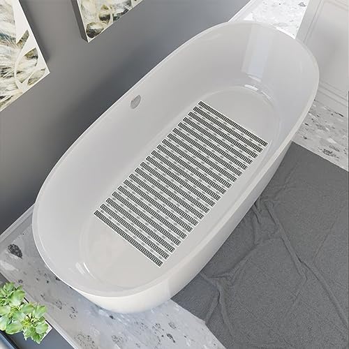 ROMROL Bathtub mat Shower mat Nonslip,Anti-Slip Bath mat for Bathtub Shower mats for Inside Shower, Bath mats for Bathroom Nonslip with Drain Hole and Suction Cups(Grey, 27.2 X 15.4 Inch)