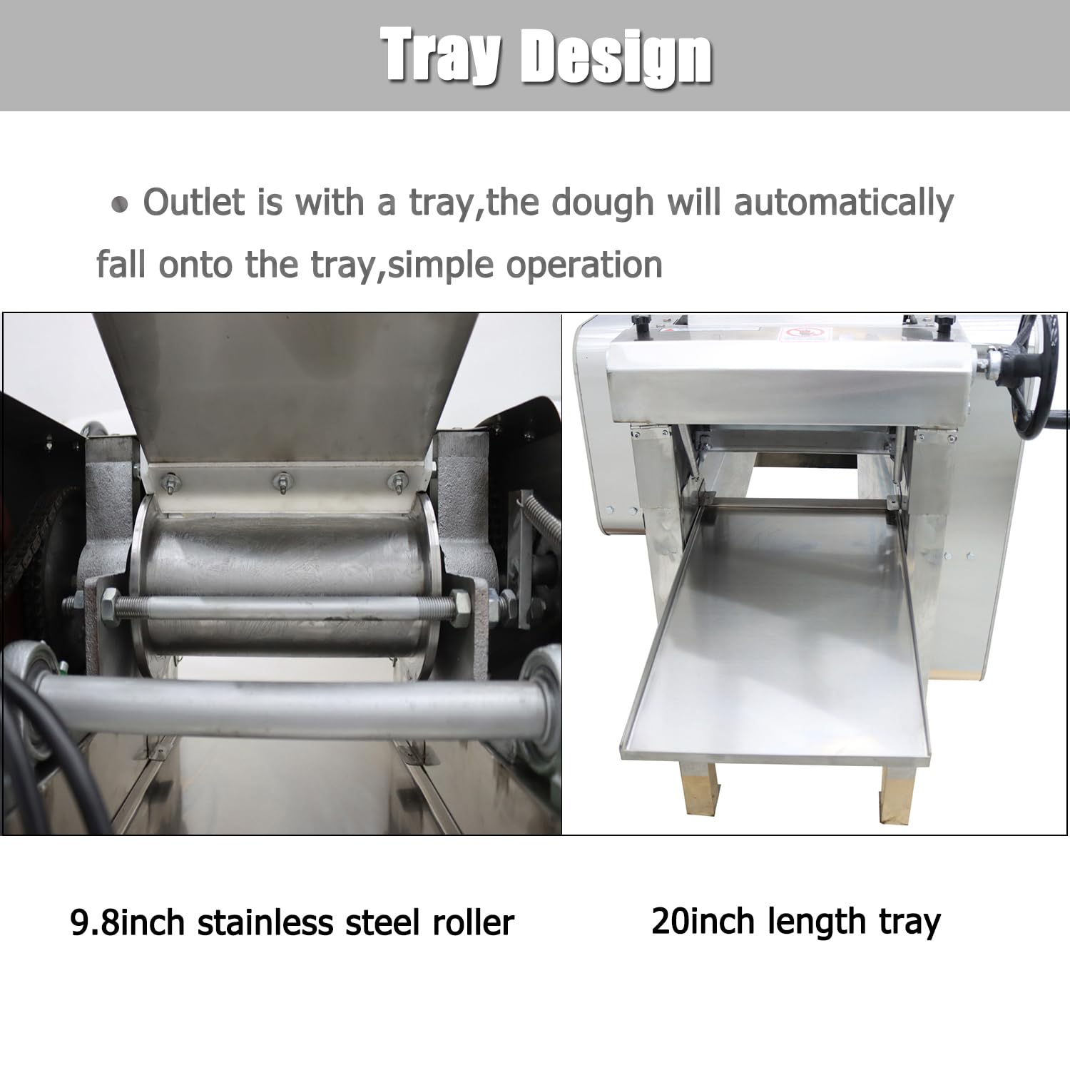 HayWHNKN Commercial Dough Sheeter Pasta Dough Roller Sheeter Machine 11.8inch for Croissant Pastry Puff Pastry Pizza Noodle Bakery Pasta Roller Press Machine 2.2kw 110v 150kg/h
