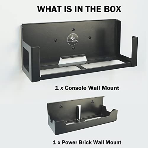 Monzlteck Wall Mount for Xbox One Original+Power Brick Mount,All Metal Vertical Hanging On Wall with Power Botton Left/Right