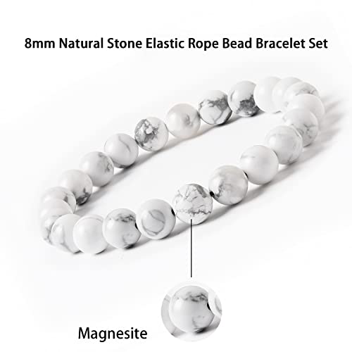 TIGERSTAR Natural Lava Rock Beads Bracelet,Stretch Elastic Bracelets,Adjustable Braided Rope Gemstone Bracelets for Men Women