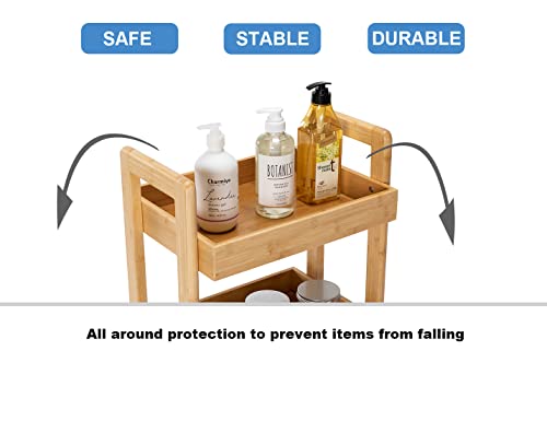PELYN 3-Tier Storage Shelves, Bamboo Shelving Unit Storage Racks for Livingroom, Bathroom, Kitchen, Office, Garage