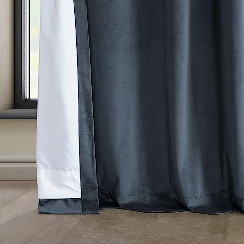 HPD Half Price Drapes Heritage Plush Velvet Grommet Curtains for Bedroom & Living Room 50 X 96, VPYC-161258-96-GR (1 Panel) London Blue