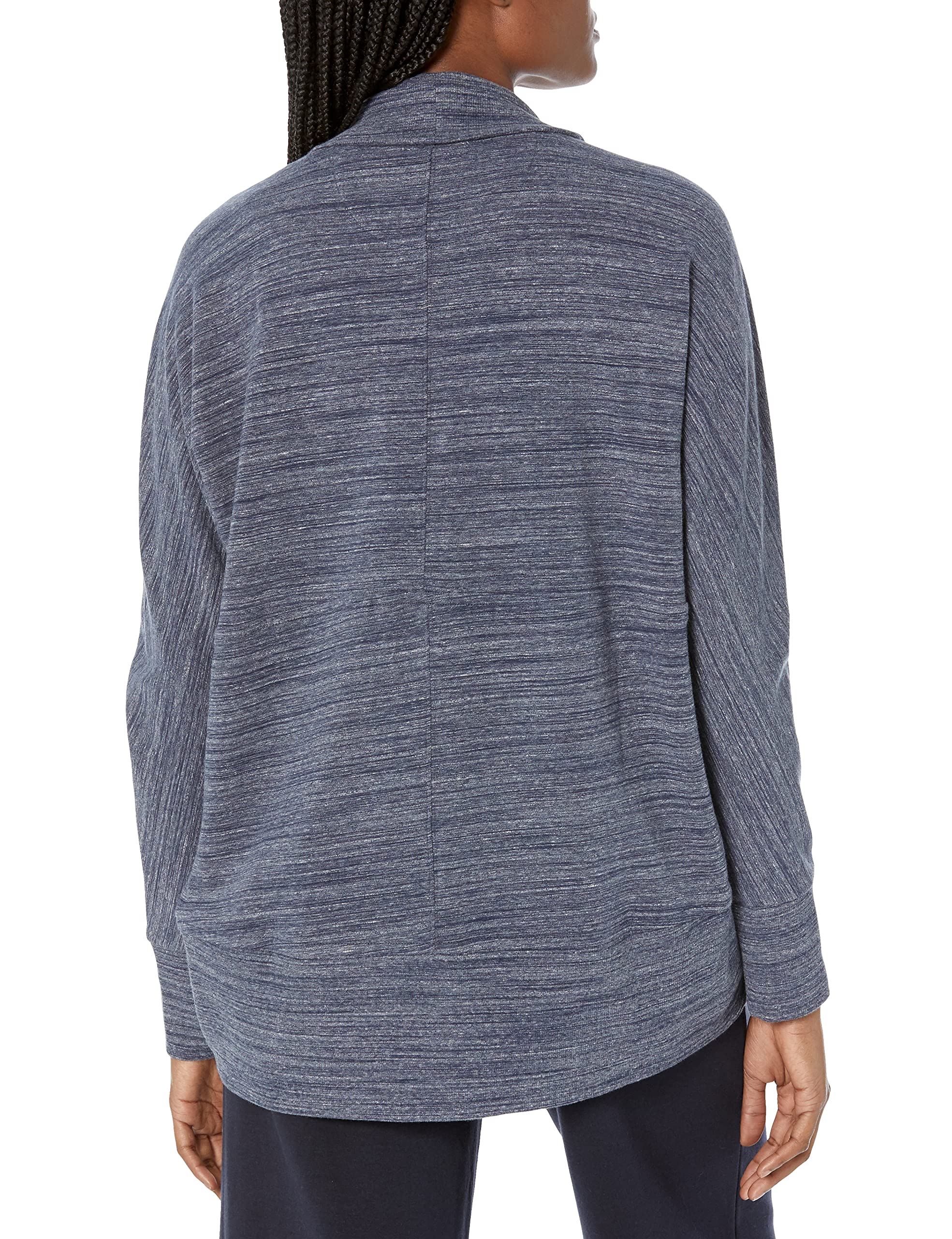 Daily Ritual Women's Terry Cotton and Modal Long-Sleeve Open Cocoon Sweatshirt, Navy Space Dye, Medium