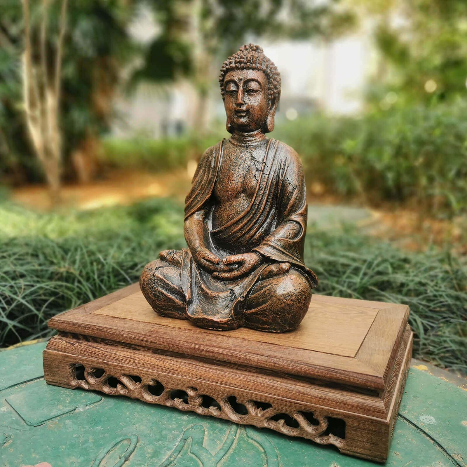 ZOWIE KING Meditating Buddha Statue for Home, 12" Buddha Decor Desk Zen Garden Buddah Decoration Home Figurine