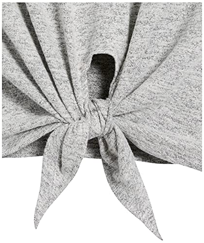 Daily Ritual Women's Cozy Knit Dolman Short-Sleeve Tie-Back Shirt, Heather Grey, X-Large