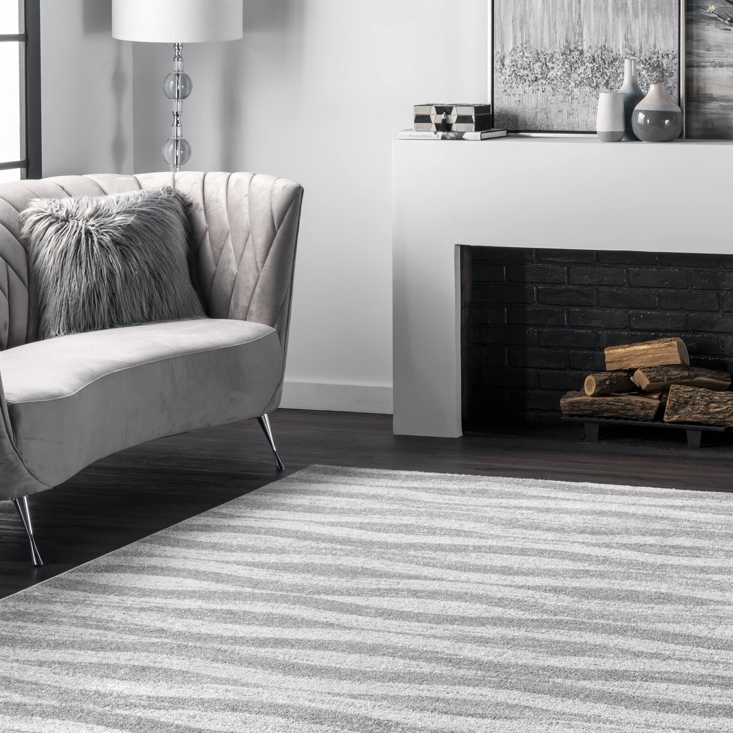 nuLOOM 7' x 9' Performance Indoor Area Rug, Non-Shed, Power Loomed High-Traffic Area Rug for Living Room, Bedroom, Home, Tristan Grey