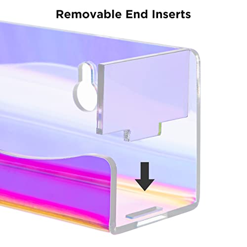 HBlife 15 Inches Nail Polish Display Rack Wall Mounted Shelf, 6 Pack Clear Rainbow Acrylic Nail Polish Organizer for Nail Techs