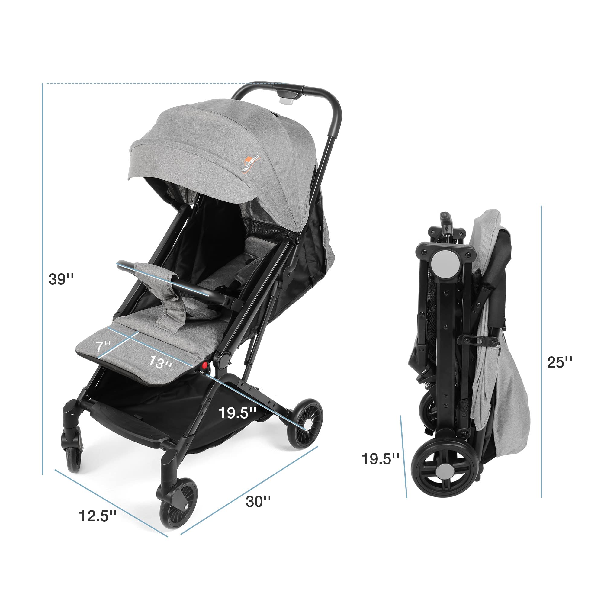 COLOR TREE Lightweight Baby Stroller Foldable Compact Travel Strollers for Airplane with One-Hand Fold Pushchair Adjustable Canopy and Backrest for Toddler & Infant