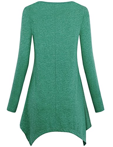 MOQIVGI Tunic Tops for Leggings for Women Cowl Neck Long Sleeve Fall Shirts Modest Career Office Wear Cozy Modern Fit Sharkbite Hem A-line Pullover Sweatshirt with Pockets Green XX-Large