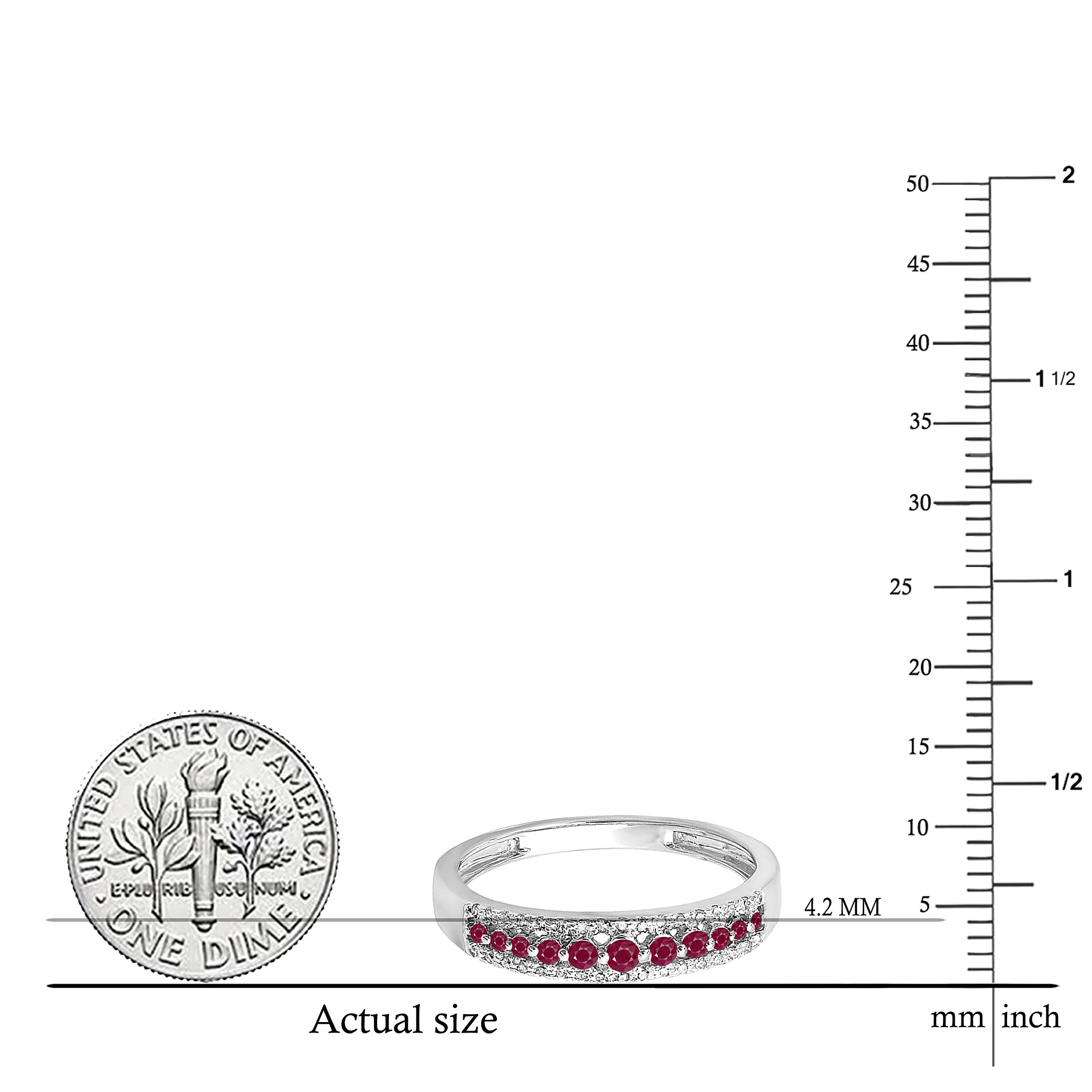 Dazzlingrock Collection Round Ruby & White Diamond Triple Row Anniversary Ring for Women in 14K White Gold Size 7.5