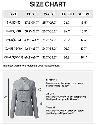 MEROKEETY Women's 2023 Long Sleeve Chunky Knit Sweaters 1/4 Zip Polo V Neck Casual Pullover Tops,Beige,M
