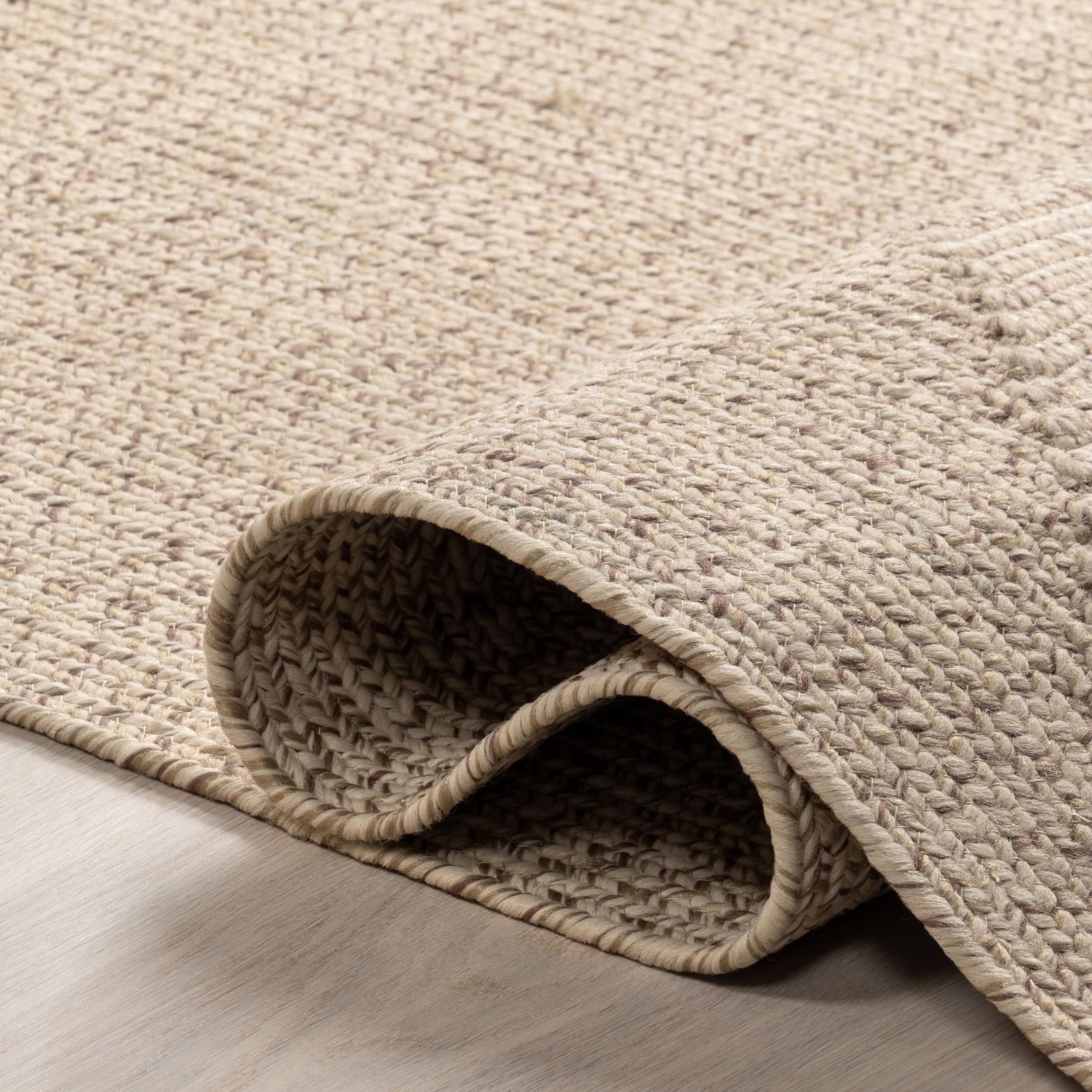 nuLOOM Braided Indoor/Outdoor Area Rug, 5' Round, Wynn Tan