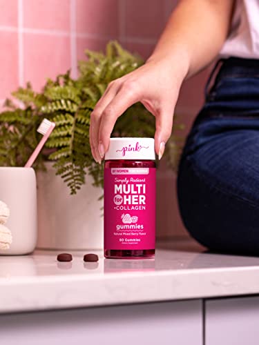 Multivitamin for Women | 60 Gummies | Non-GMO & Gluten Free | Plus Collagen & Biotin | Mixed Berry Flavor | by PINK