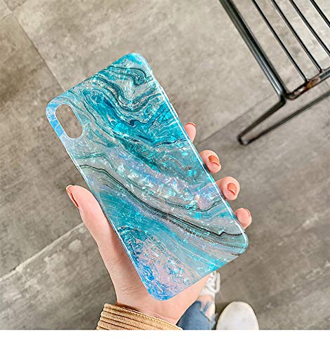 Compatible with iPhone Xs Max Case Marble iPhone Xs Plus Case Girls Women Cute [Tinfoil] Pearly Glitter Phone Case Protective TPU Silicone Case for iPhone 10/Xs Max 6.5 inch (Pearlecent Aqua)