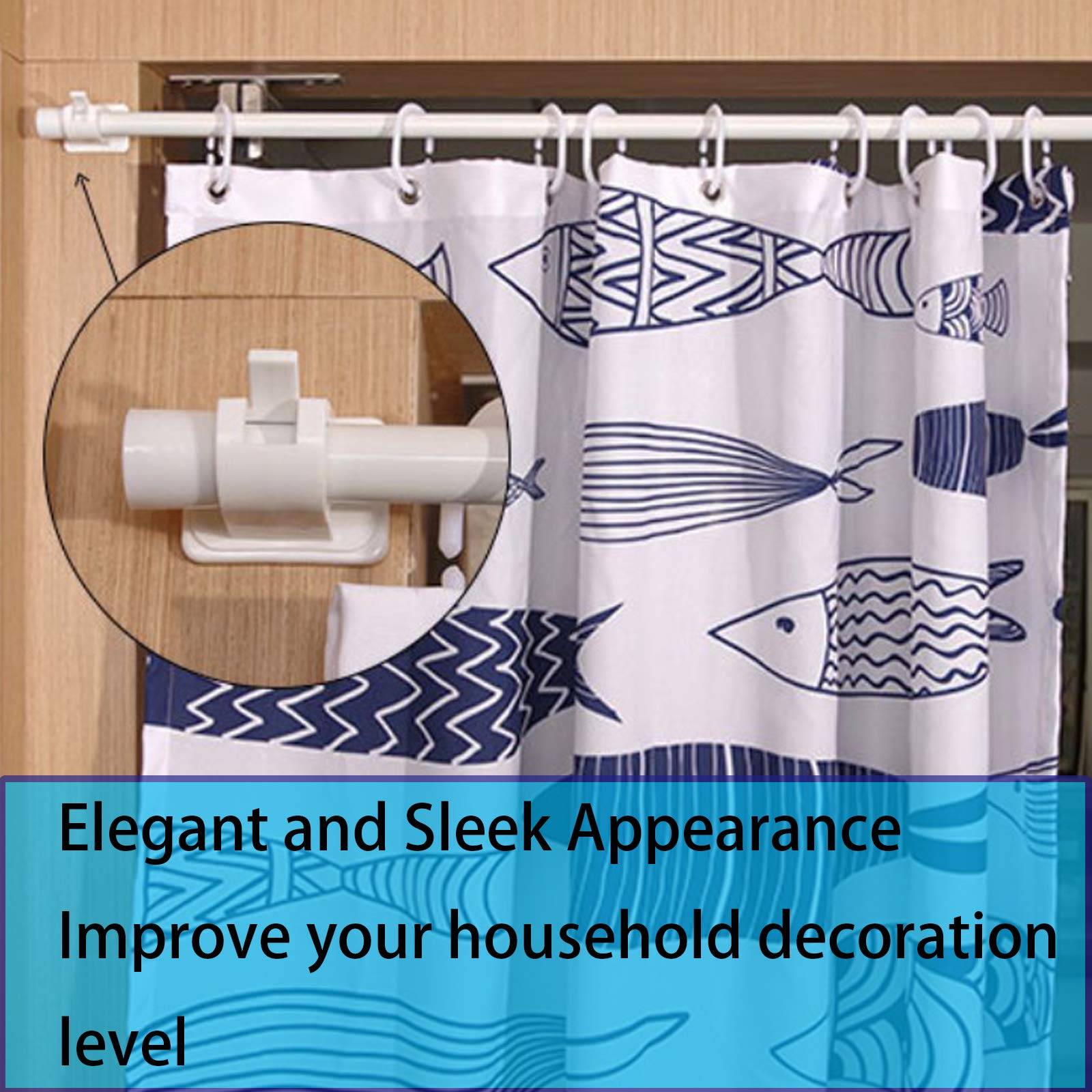 zybest Self Adhesive Curtain Rod Bracket Holder,8pcs No Drill Curtain Rod Bracket Wall Mount Holder for Home Bathroom Hanging net Curtain,Party, Garden Decoration