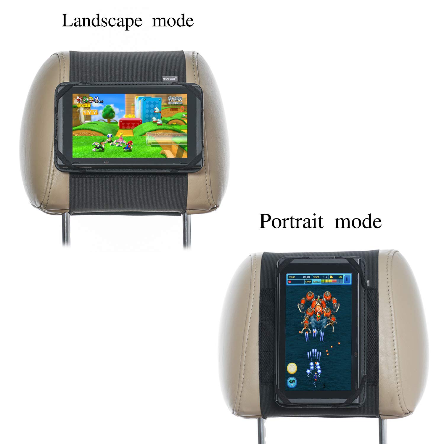 WANPOOL Switch Car Holder, Car Headrest Mount Holder Compatible with Game Switch and Other 7 Inch Tablets