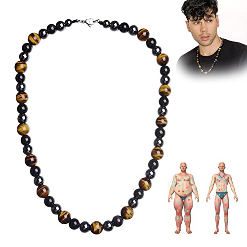 Fortis Chalcedony Beaded Necklace,Tiger Eye Beads Beaded Necklace Chain,Tiger Eye Necklace for Men and Women (1pcs)