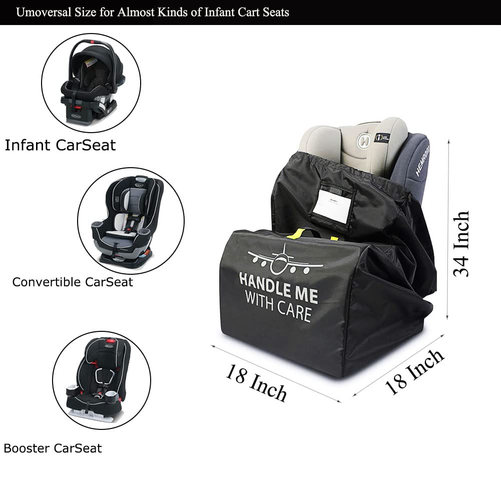 Sucpeii Car Seat Travel Bag ,Durable Backpack for Air Travel Gate Check Bag Foldable Air Travel Cover for Infant Carriers,Car Seats,Baby Stroller,Fluorescent