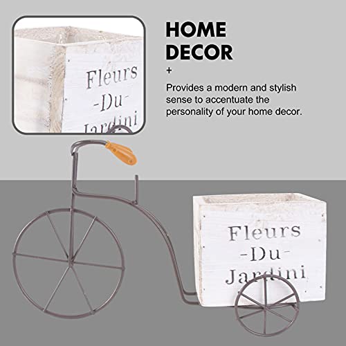 DOITOOL Bike Flower Pot Bicycle Planter Wooden Flower Box Tricycle Plant Stand Decorative Succulent Container Bonsai Bicycle Home Garden Decor Random Style (Size L)