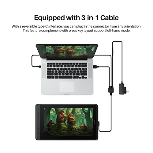 HUION KAMVAS Pro 16 Graphics Drawing Tablet with Screen Full-Laminated Tilt Battery-Free Stylus Touch Bar Adjustable Stand, Compatible with Windows, Mac and Linux, 15.6inch Pen Display Black