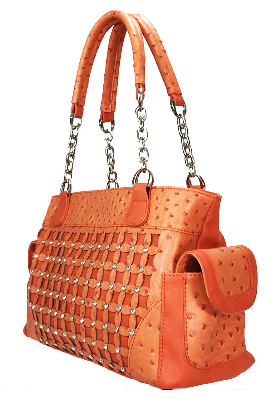 Zzfab Diamond Flower Studded Rhinestone Concealed and Carry Purse